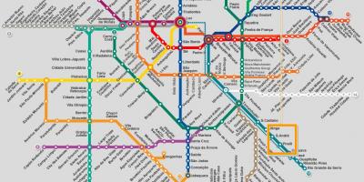 Sao Paulo U-Bahn-Karte. Alle Sao Paulo U-Bahn-Karten.